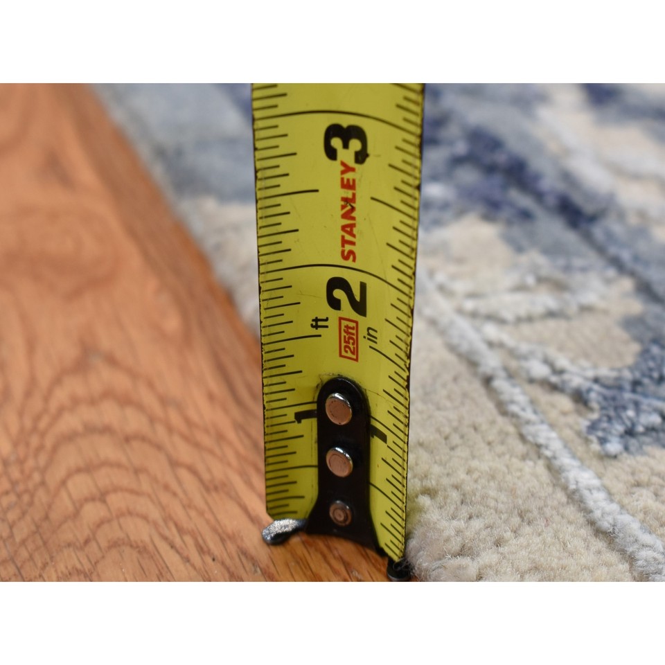 8'x9'9" Gray Wool and Silk Transitional Design Hand Knotted Oriental ...