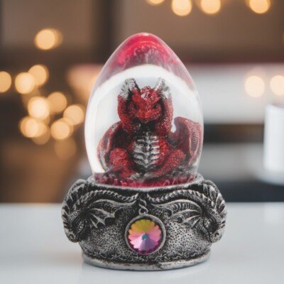 3.75"H LED Red Dragon in Acrylic Egg Figurine Ornament Home Decor ...