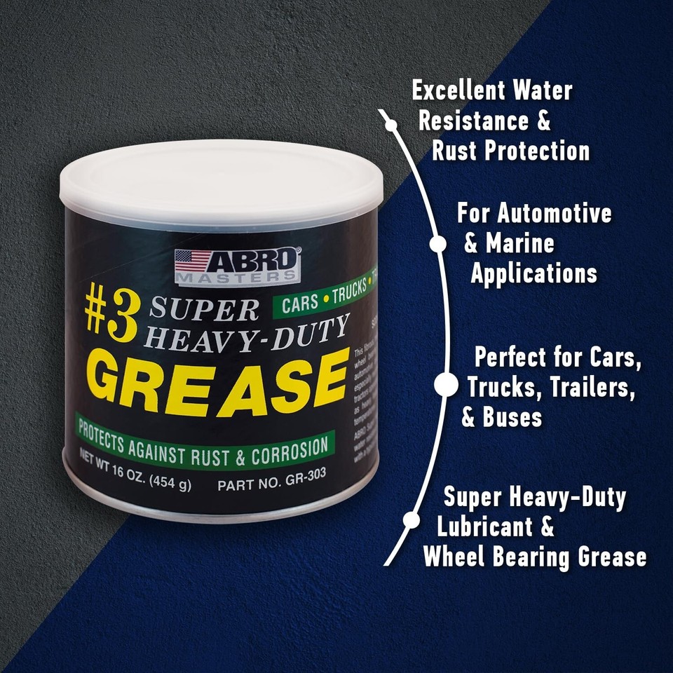 ABRO Masters Super Heavy-Duty #3 Wheel Bearing Grease 16oz Sodium-Based ...