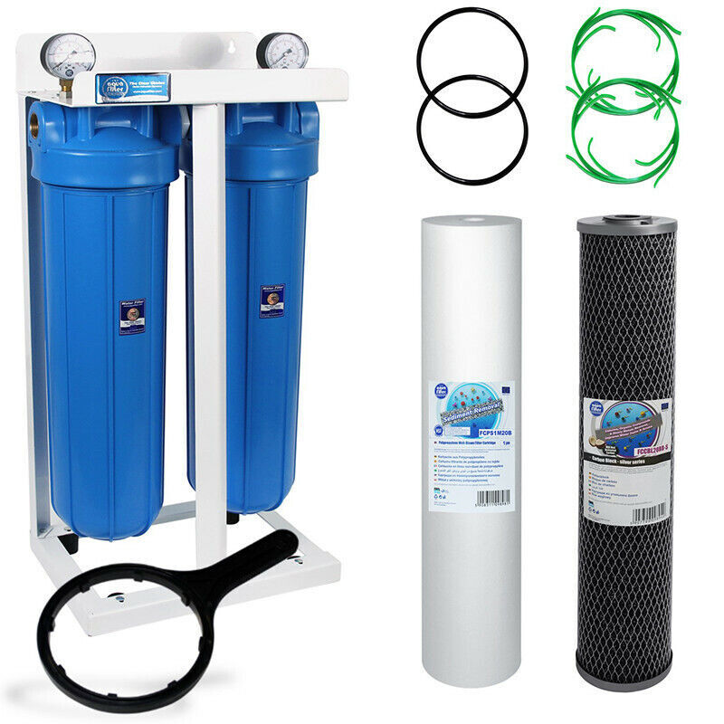Aquafilter HHBB20A 2 Stage Whole House Big Blue Filtration System for ...