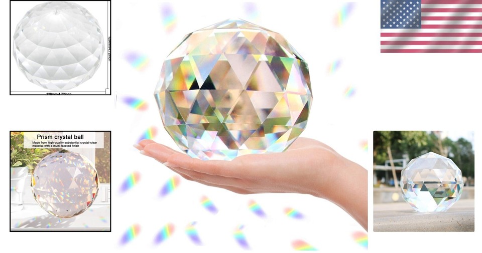 Diamond-Cut Crystal Ball Prism - Stunning 120mm Suncatcher for Weddings ...
