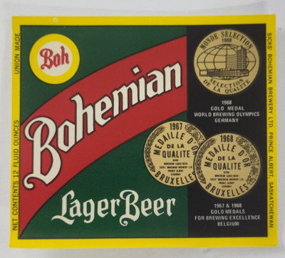 Bohemian Lager Beer Label 12oz Sick's Brewery Prince Albert ...