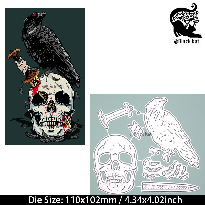 Halloween Crow Dagger Skull Metal Cutting Dies Scrapbooking Craft Card ...
