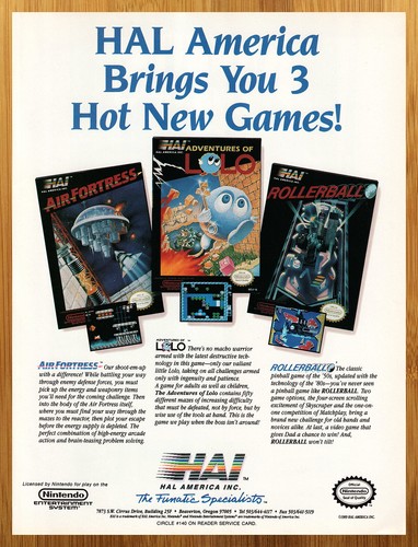1989 Adventures of Lolo/Rollerball/Air Fortress NES Print Ad/Poster HAL ...