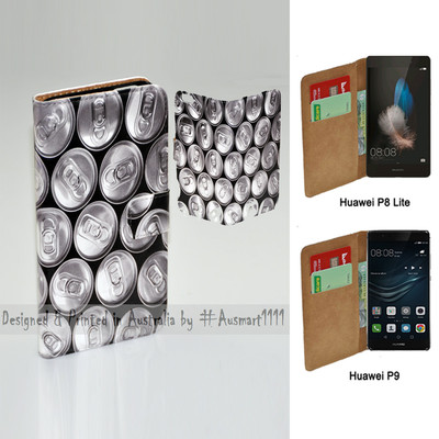 For Huawei Series - Stack of Drink Cans Print Wallet Mobile Phone Case ...