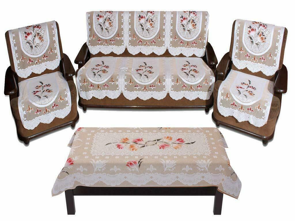 Floral 5 Seater Sofa Cover Set with 1 Center Table Cover Set -7pcs | eBay