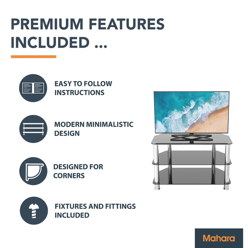 Glass TV Floor Stand Unit, Up To 43" TVs, Choice of Finishes, Glass ...