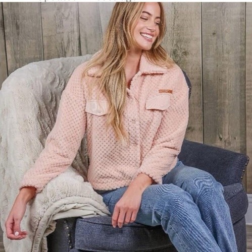 XL Simply Southern Cozy Chenille Feel Pink Collared Jacket/Shacket ...