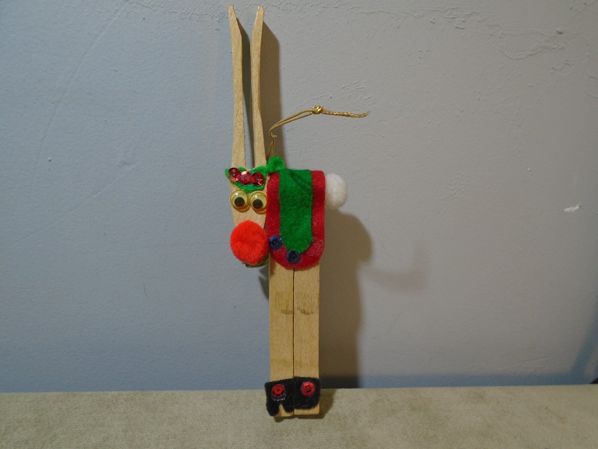 Rudolph The Reindeer Clothespin Ornament Clothes Pin, Ornament,