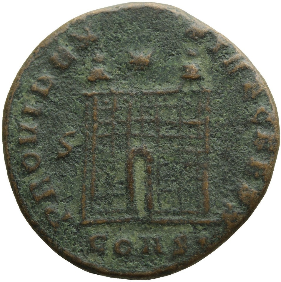 Roman Bronze Coin. CONSTANTIUS II, as Caesar. AE-Follis. Cons. Camp ...