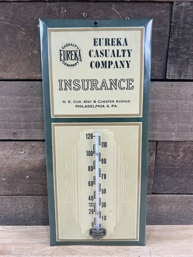 Vintage Eureka Casualty Company Insurance Advertising Thermometer | eBay