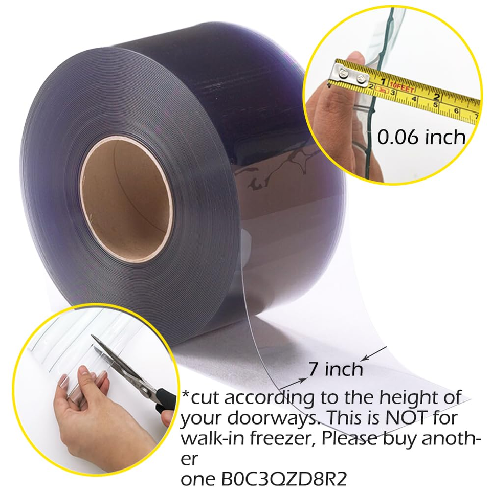 Plastic Vinyl Strip Door Curtain – 148 Feet Clear PVC Curtain Bulk Roll ...