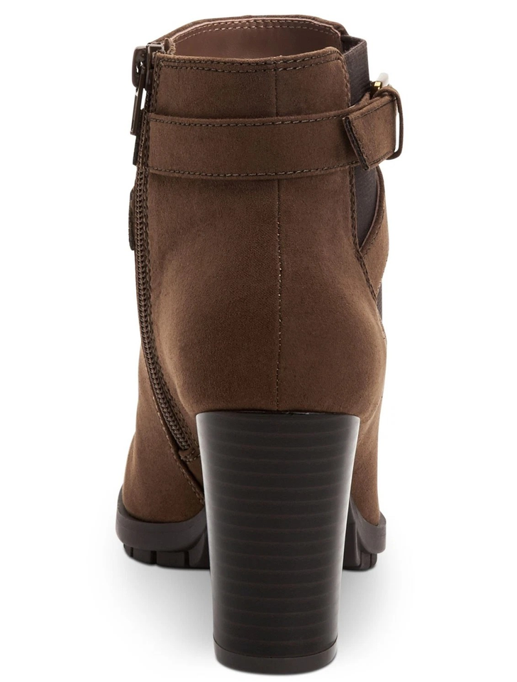 STYLE & COMPANY Womens Brown Goring Laleen Almond Toe Block Heel Booties | eBay