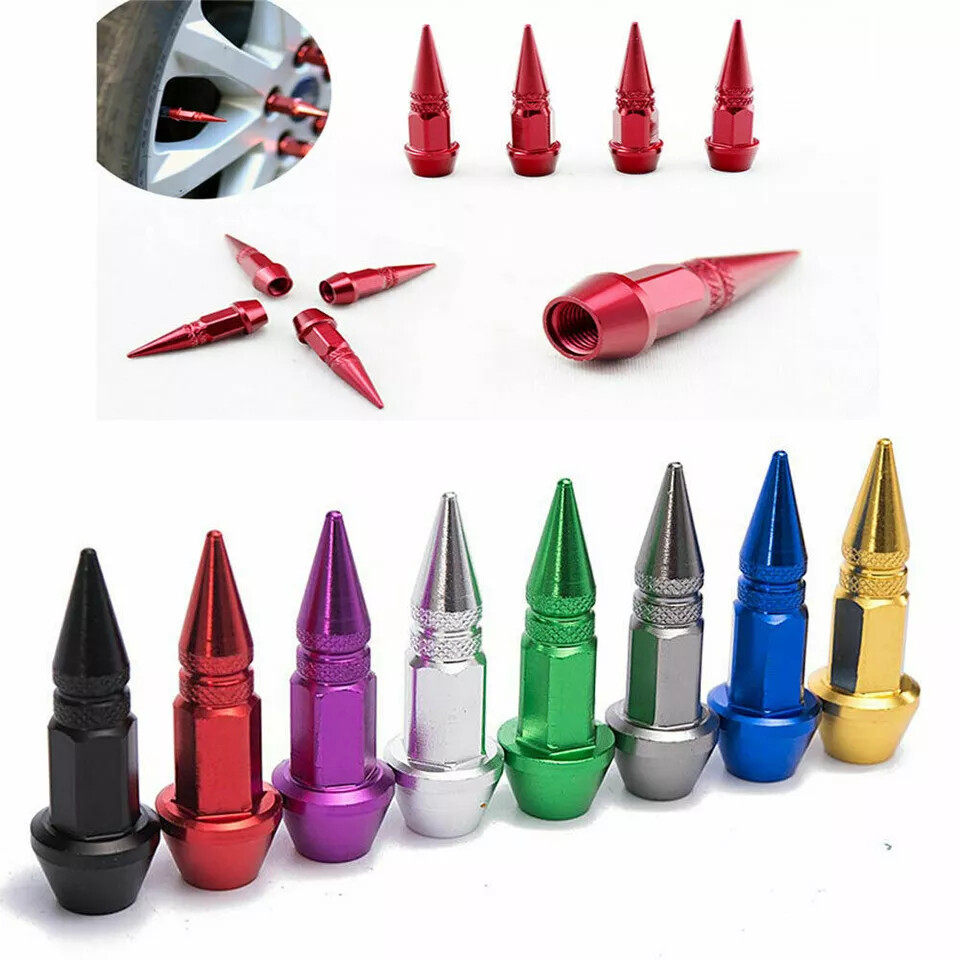 4pcs Red Aluminum Bullet Spike Wheel Tire Valve Stem Cap Car Truck Air ...