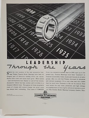 1935 Timken Roller Bearing Company Fortune Magazine Print Advertising ...
