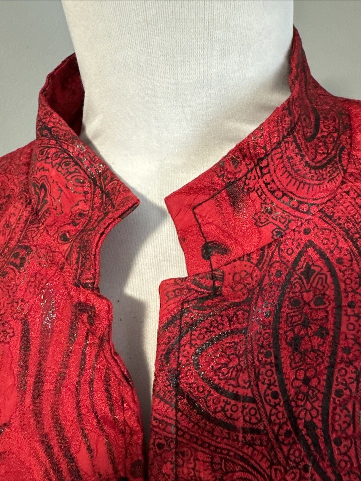 Toni Morgan Red Textured Open Front Long Sleeve Lined Jacket Size L | eBay