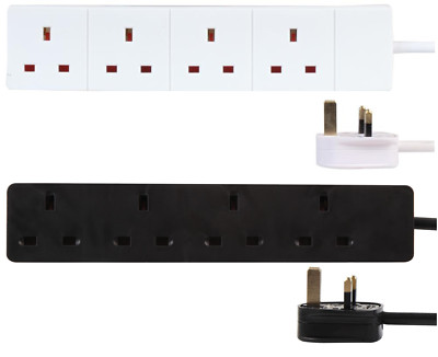 4 Way Gang Four Socket Mains Electric Extension Lead 0 - 20M Cable 13A ...