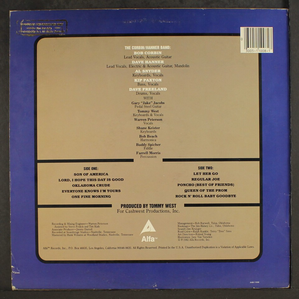 CORBIN/HANNER BAND: son of america ALFA 12" LP 33 RPM | eBay