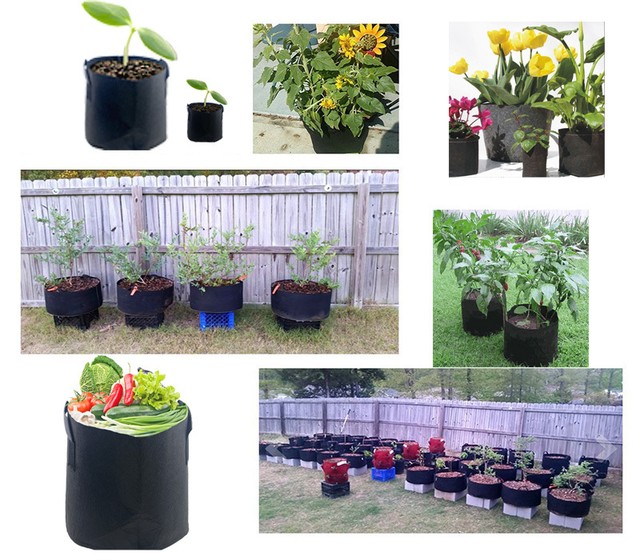 Hongville HV-GROW-BK Grow Bags with Handle, Black - 5 Pack for sale ...