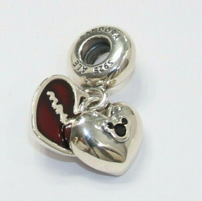 New Authentic Pandora Charm Disney Enamel Mickey Minnie Heart 791441NCK ...