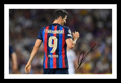 ROBERT LEWANDOWSKI - BARCELONA AUTOGRAPHED SIGNED & FRAMED PHOTO PRINT ...