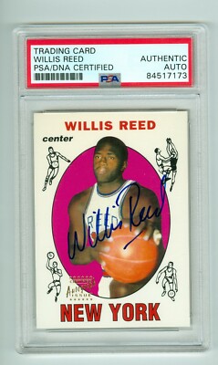 Willis Reed 1996 Topps Stars Reprints 1969 Topps On Card Autograph PSA ...