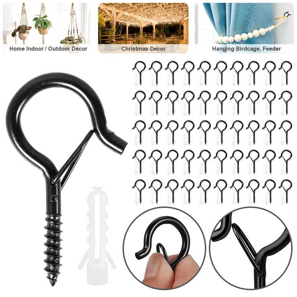 Metal Screw Hooks Safety Buckle Christmas Light Hanger For Outdoor ...