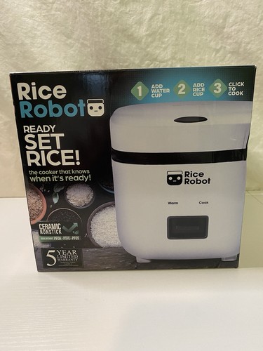 Rice Robot 4 Cup White Space Saving Rice Cooker with Ceramic Nonstick Inner Pot | eBay