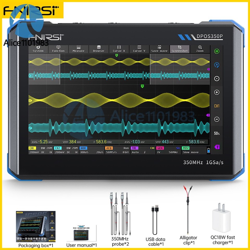FNIRSI DPOS350P 4-in-1 Digital Oscilloscope Signal Generator Spectrum ...