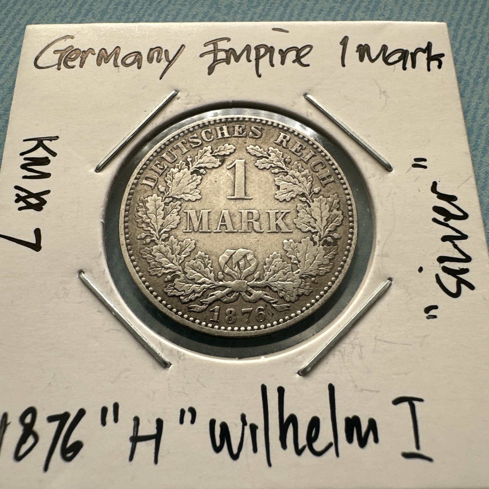 1876 H German Empire Wilhelm 1 Mark Silver Coin KM#7 | eBay