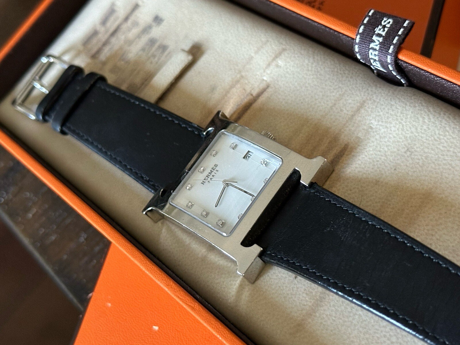 Hermes H Stainless Steel MOP 11P Diamond (King Size) Watch HH1.810 | eBay