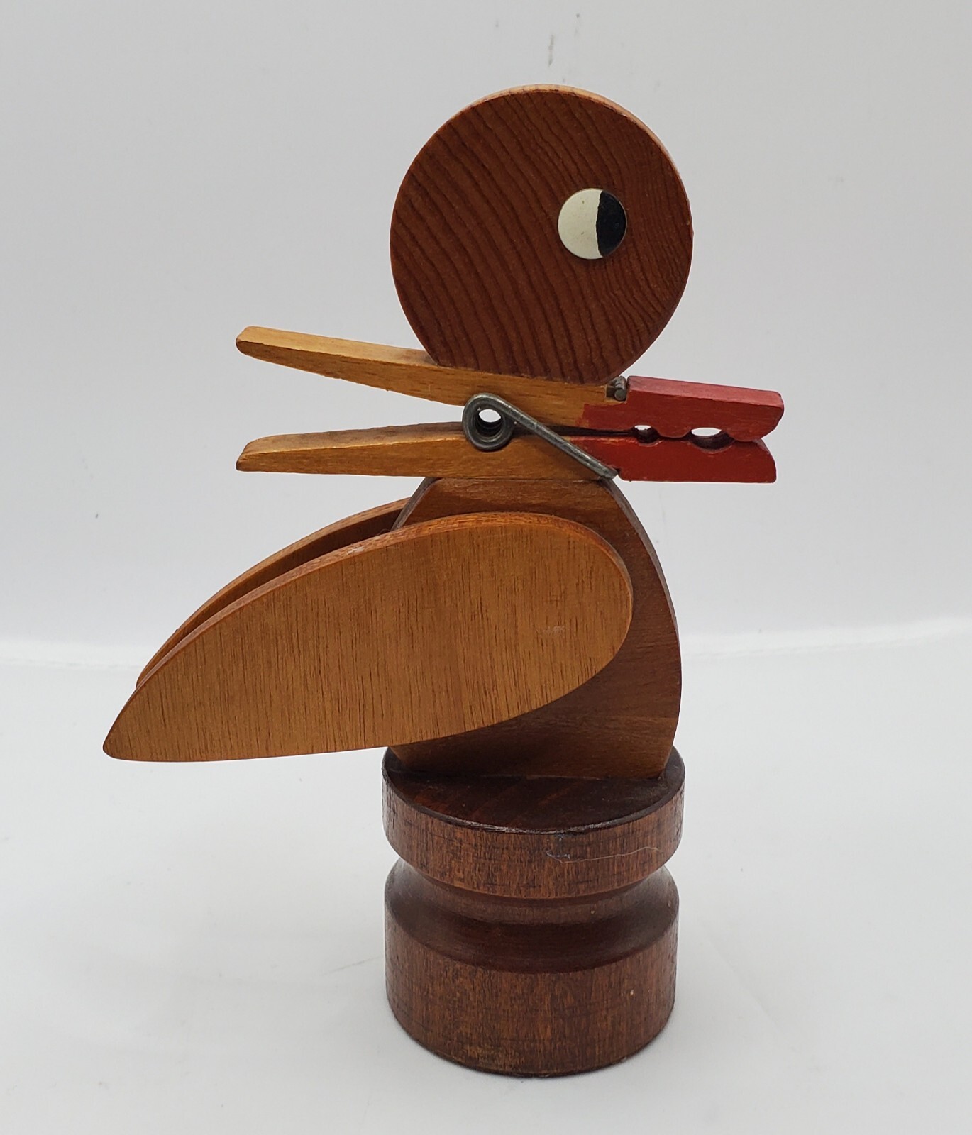 Vintage DUCK Receipt Cards Holder Folk Art Wood Hand made Woth Cloth ...