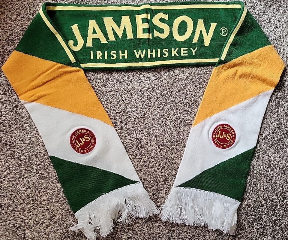 Jameson Irish Whiskey White Green Yellow Adult 68" Fringed Logo Winter ...