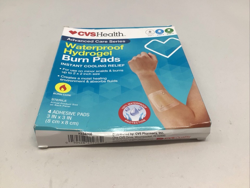 New CVS Health Waterproof Hydrogel Burn Patches 4 Count 3 In X 3 In | eBay