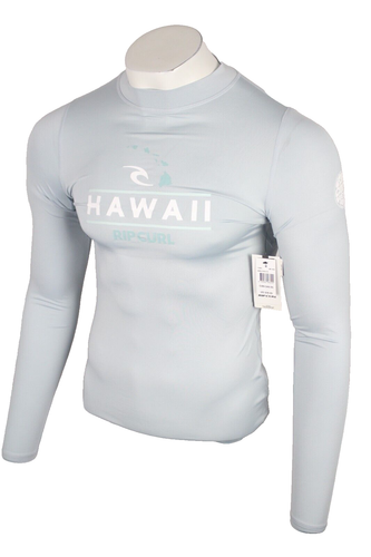 Rip Curl Men's Rash Guard Hawaii Long Sleeve Performance Fit Yucca Blue ...