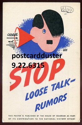 WW2 MILITARY Postcard 1940s Artist- GOFF Anti Nazi Propaganda Poster ...