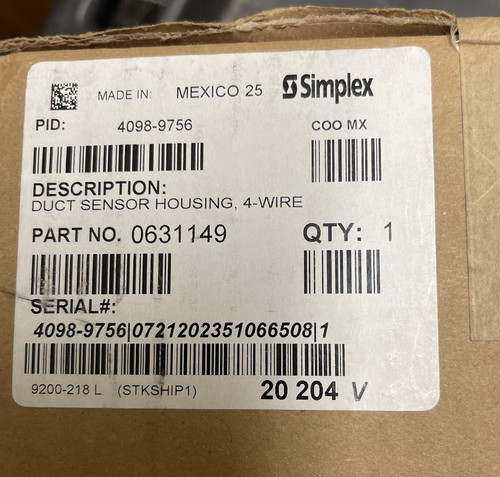 Simplex 4098-9756 Duct Detector Housing 4 Wire | eBay