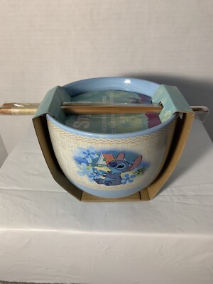 Disney Stitch Ramen Ceramic Bowl With Chopsticks 20 Oz. NEW | eBay