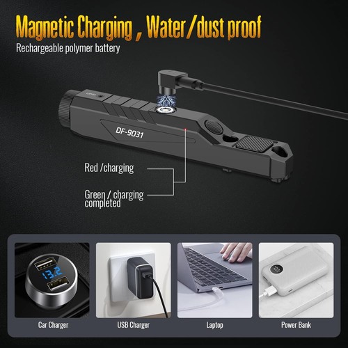 DEFENTAC 1600lm Magnetic Charging Tactical Flashlight & Green Laser ...