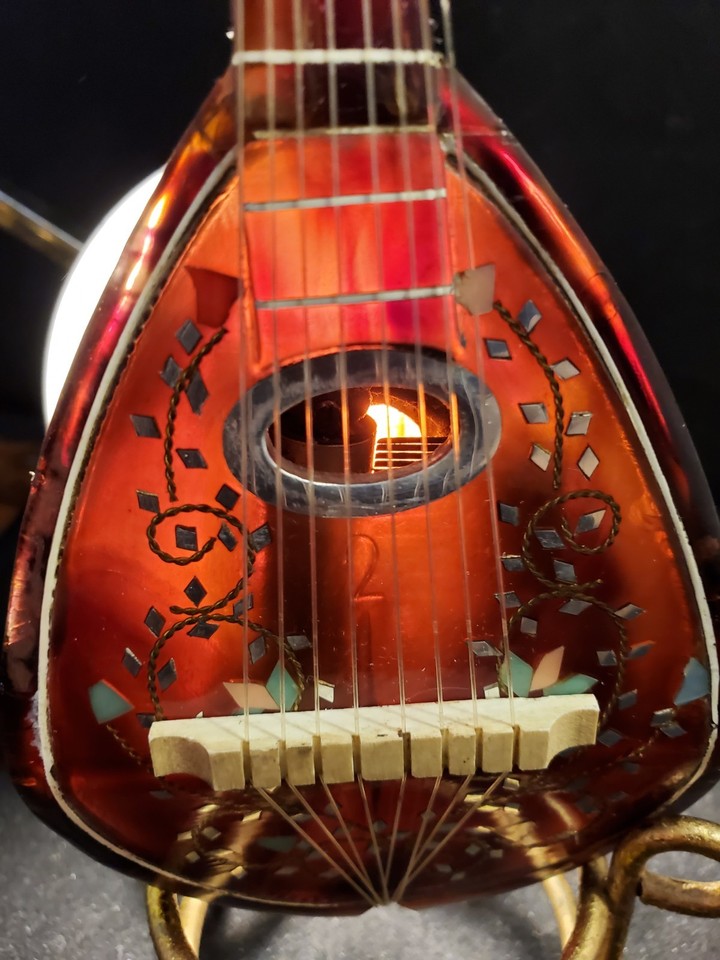 Beautiful Antique Mandolin Inlaid Inlay SILVER Music Box Guitar ...