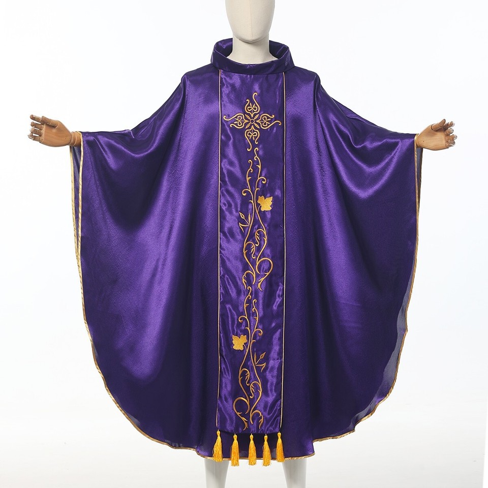 Catholic Clergy Chasuble Church Religious Cross Pattern Priest Vestment ...