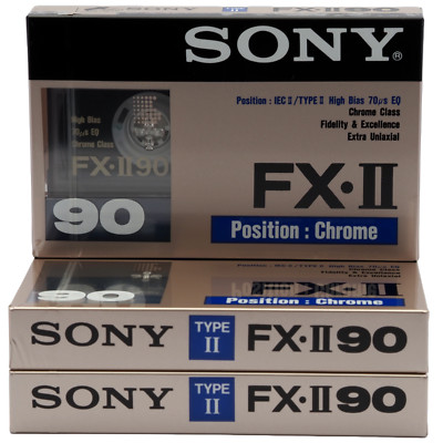 ⭐ 3 X SONY FX II 90 TYPE 2 CHROME BLANK AUDIO CASSETTE TAPES (1990) NEW ...