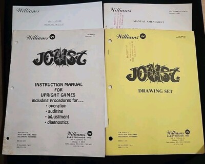 Williams Joust Arcade Instruction Manual, Drawing Set, Amendment, Parts ...