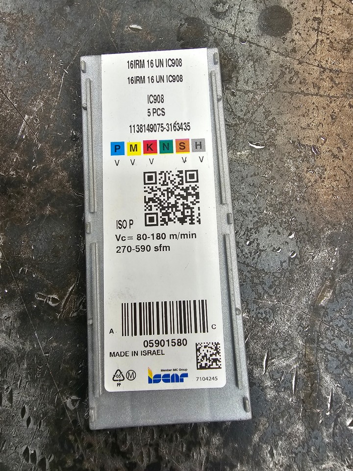 Qty 3 Iscar 16IRM16UN 16IRM 16 UN 05901580 IC908 grade carbide inserts ...