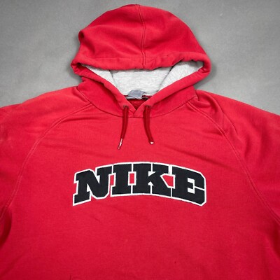 Vintage Nike Hoodie Mens Large Red Center Logo Spellout Thrashed ...