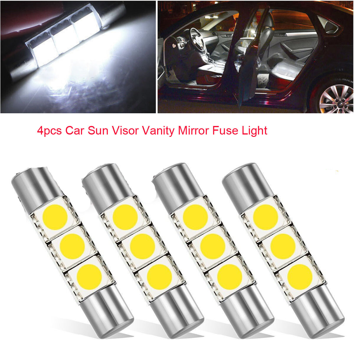 4X White LED FIT FOR 6614F 6641 TS F30WHP Fuse Visor Vanity Mirror ...