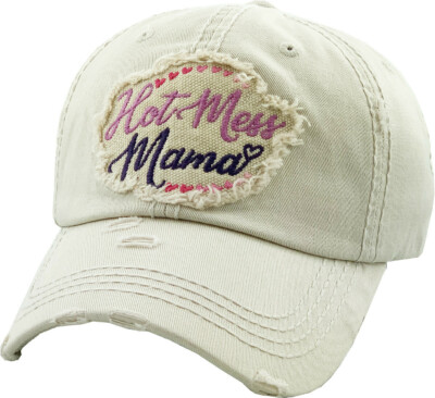 Hot Mess Mama Vintage Distressed Adjustable Stone Khaki Women's ...