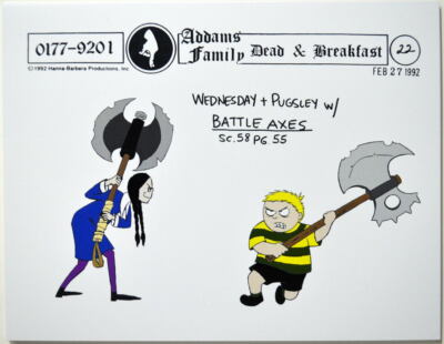 Addams Family Dead & Breakfast MODEL SHEET - WEDNESDAY PUGSLEY w BATTLE ...