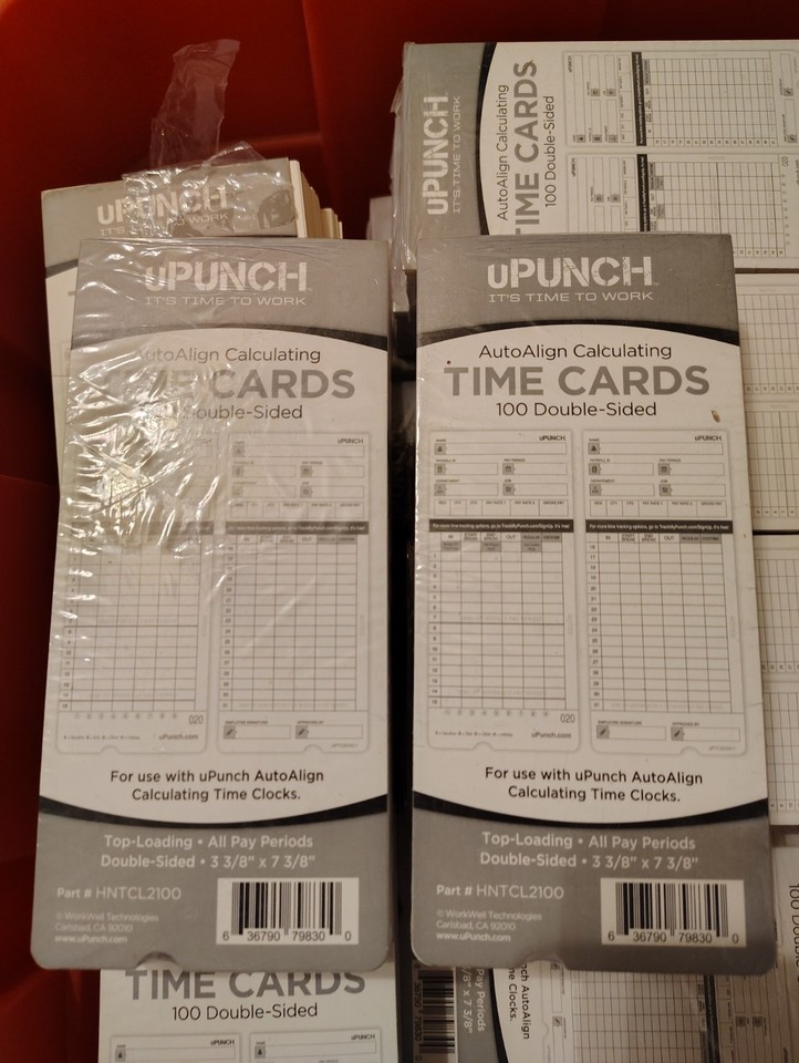200 uPunch Time Cards for HN2000-HN4000 AutoAlign Calculating Time ...