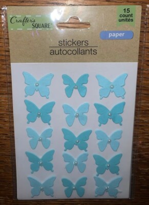 Crafters Square Paper Butterflies Butterfly Blue With Pearls Scrapbook ...